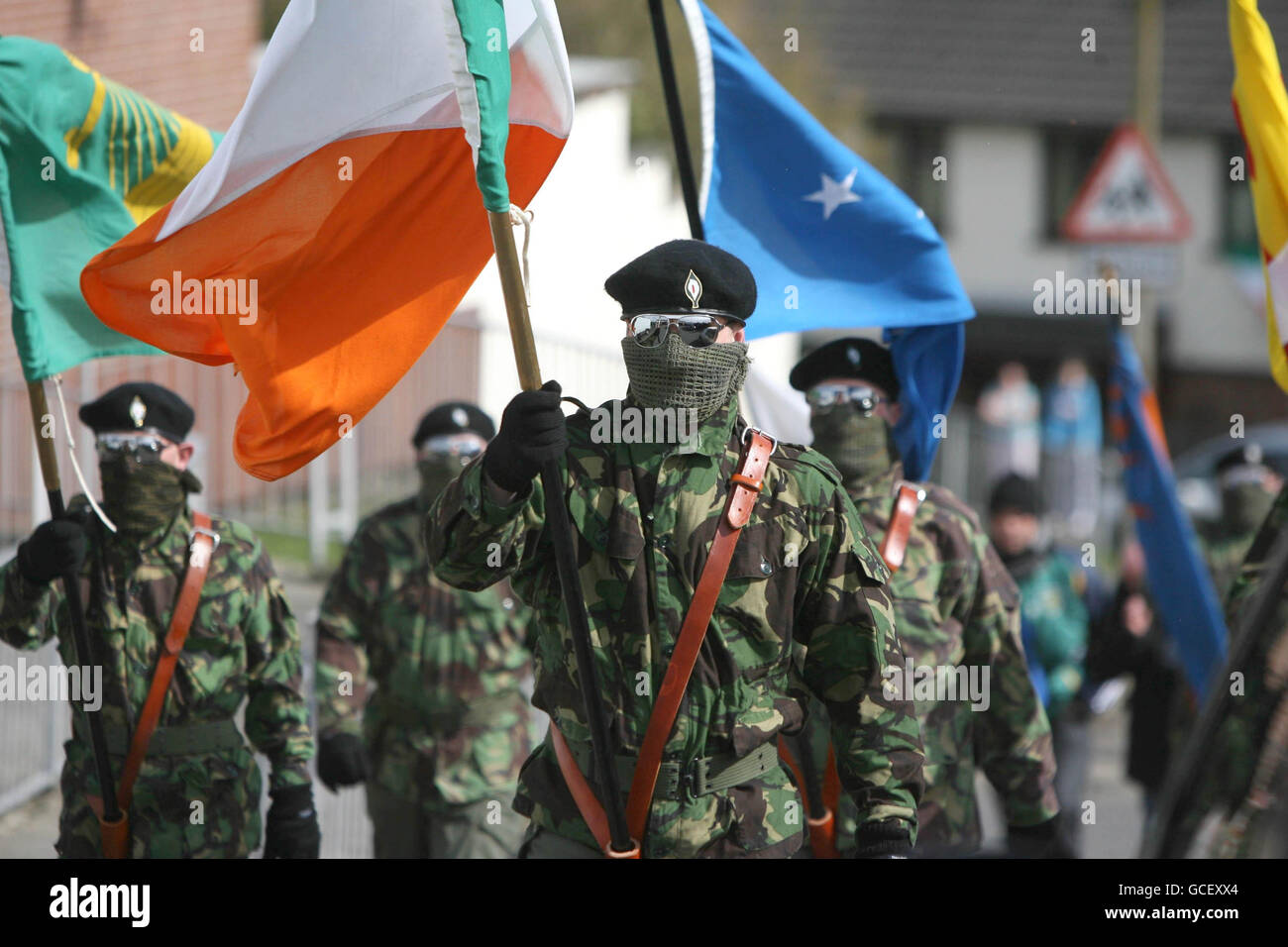 Masked members of the Real IRA at a Republican Easter commemoration ...