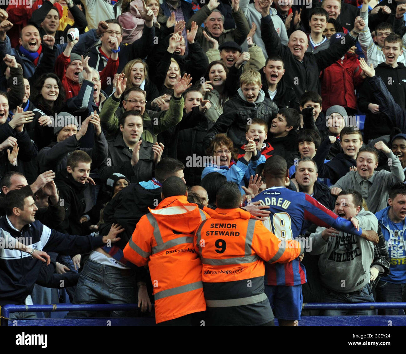 Palace's Calvin Andrew celebrates scoring his sides third goal of the ...