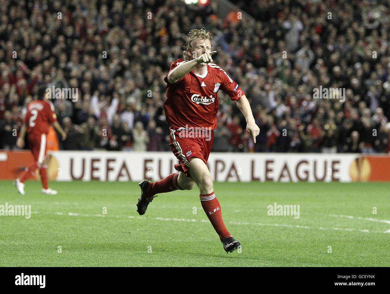 Liverpools dirk kuyt celebrates after hi-res stock photography and ...