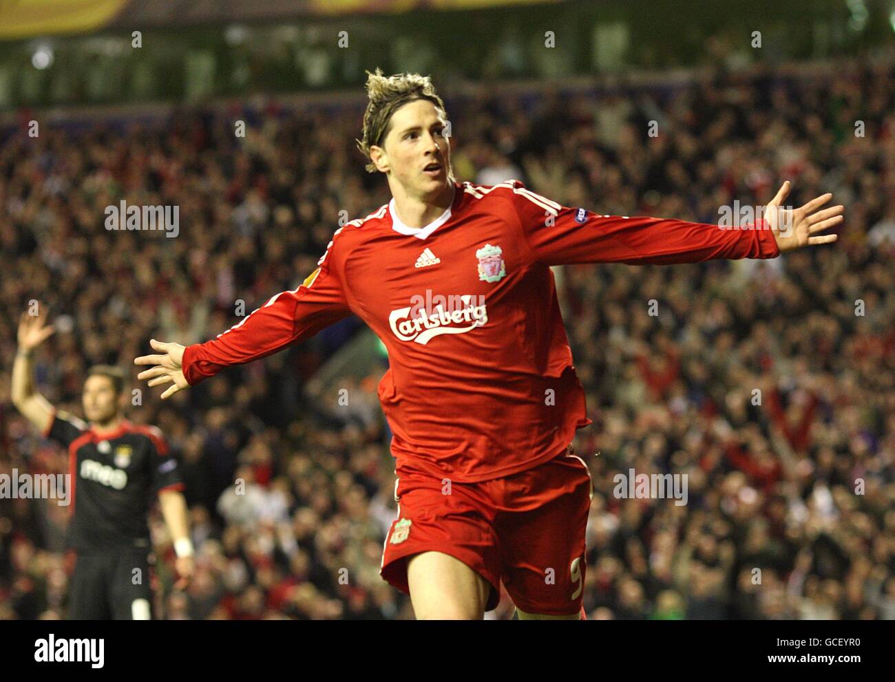 Liverpool's Fernando Torres celebrates after scoring the third goal of ...