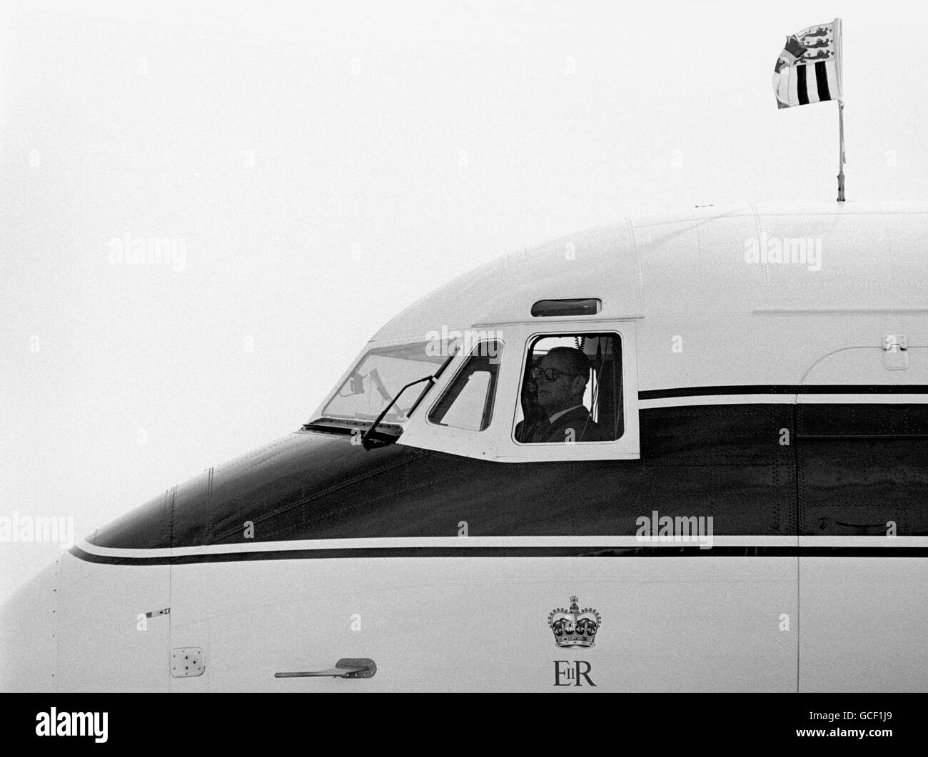 Prince Philip, Duke of Edinburgh at the controls of an RAF Andover ...