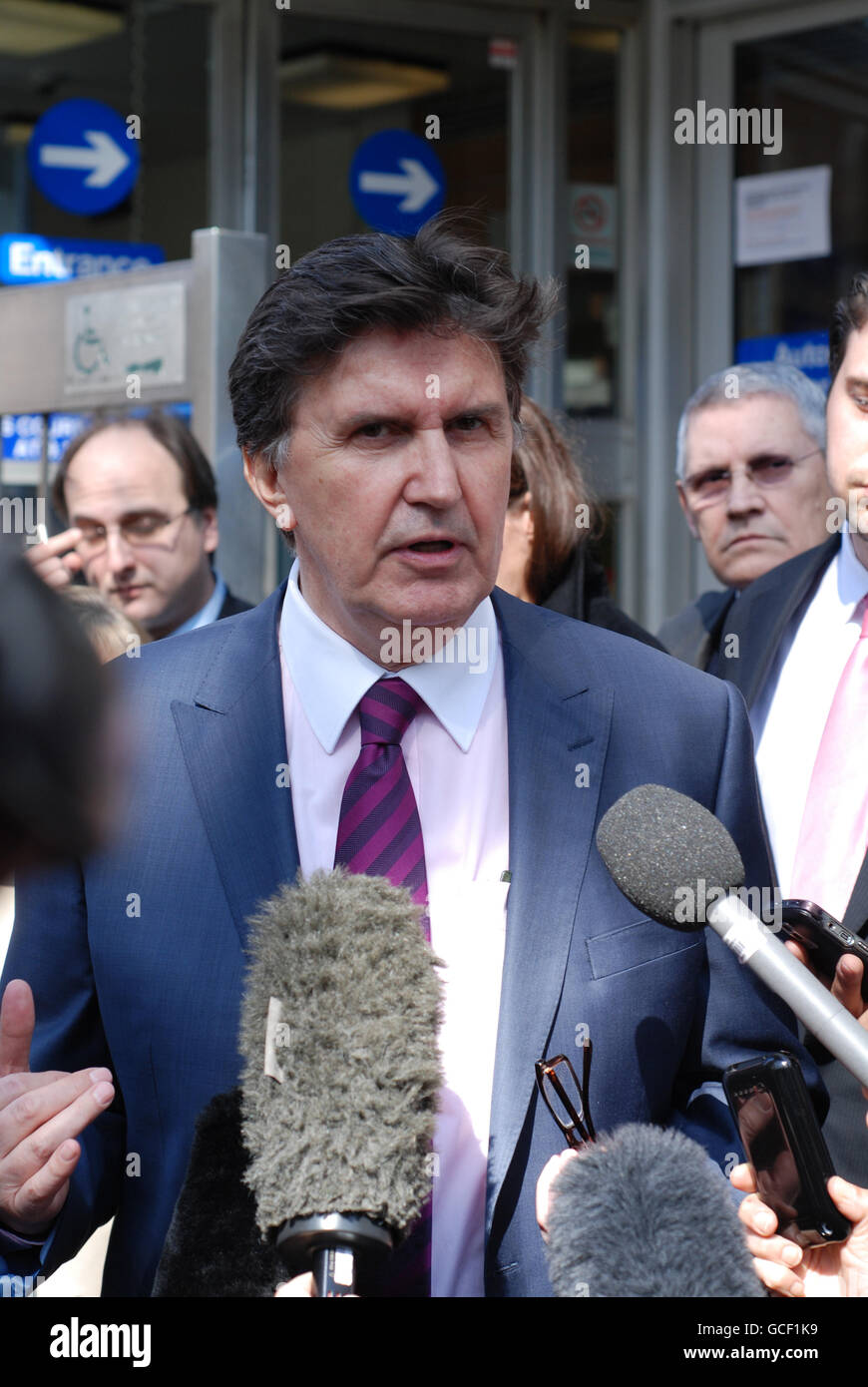 Ejup Ganic, former Bosnian President, speaks to the media outside ...