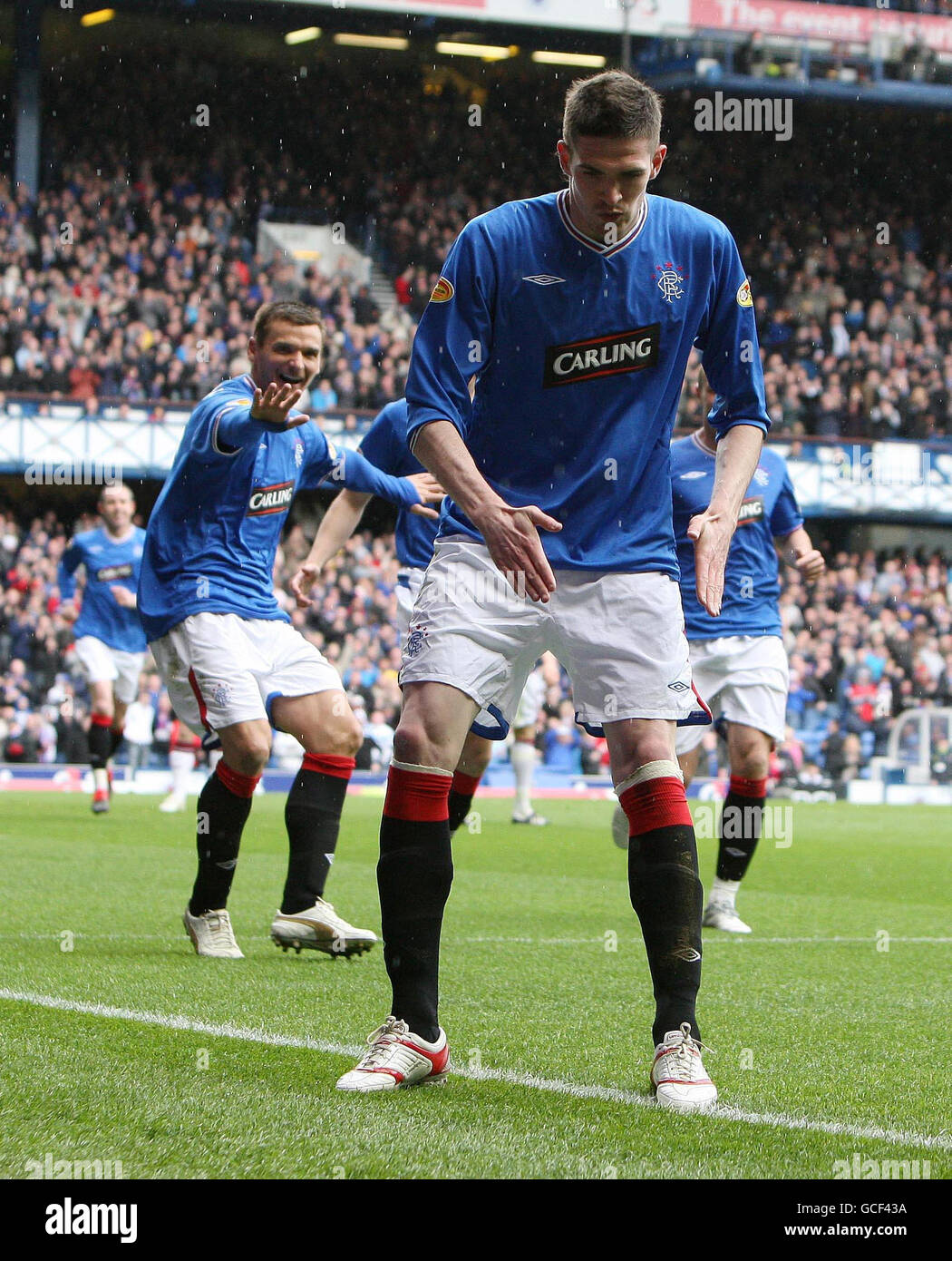 Ranger's Kyle Lafferty celebrates scoring during the Clydesdale Bank ...