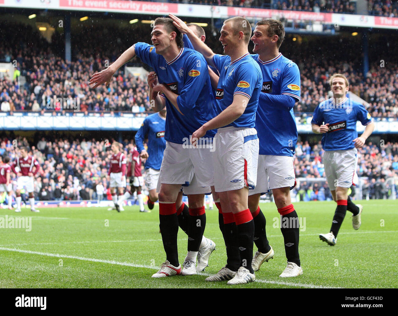 Ranger's Kyle Lafferty celebrates scoring during the Clydesdale Bank ...