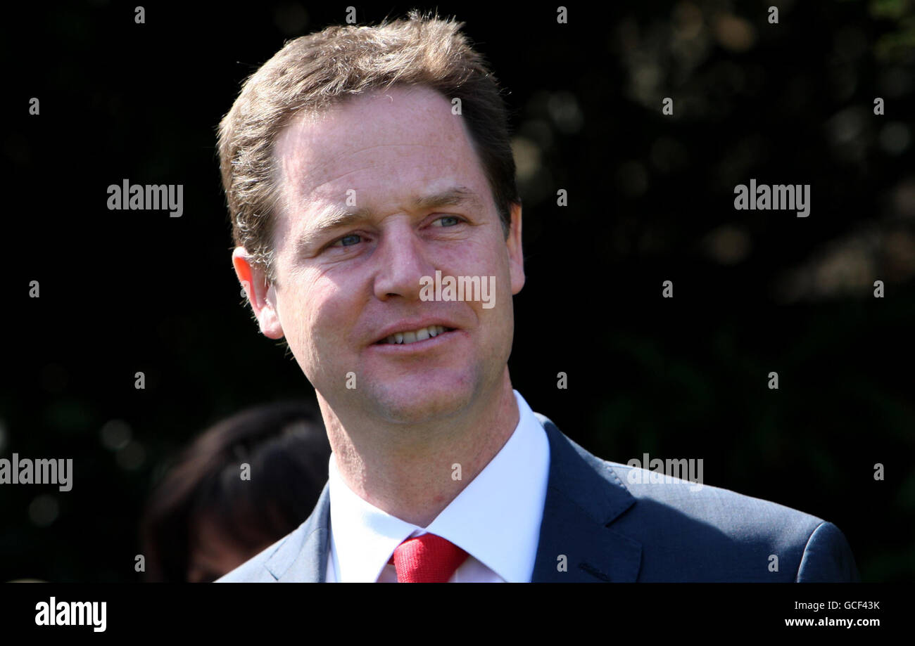 Liberal democrat party leader nick clegg visit to christ church hi-res ...