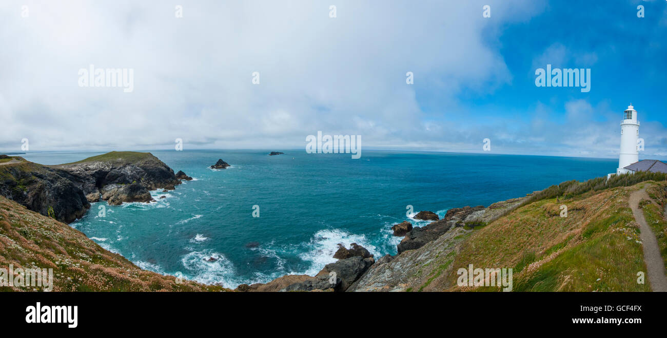 Cornwall, Trevose Head Lighthouse panorama Stock Photo - Alamy