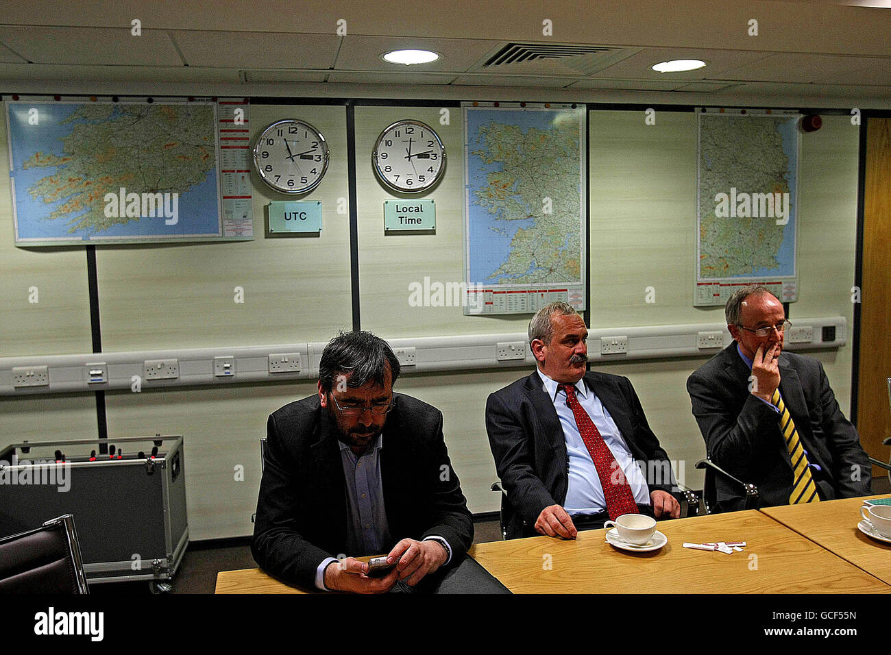 Maps on the wall of the National Emergency Co-ordinating Centre, as the ...