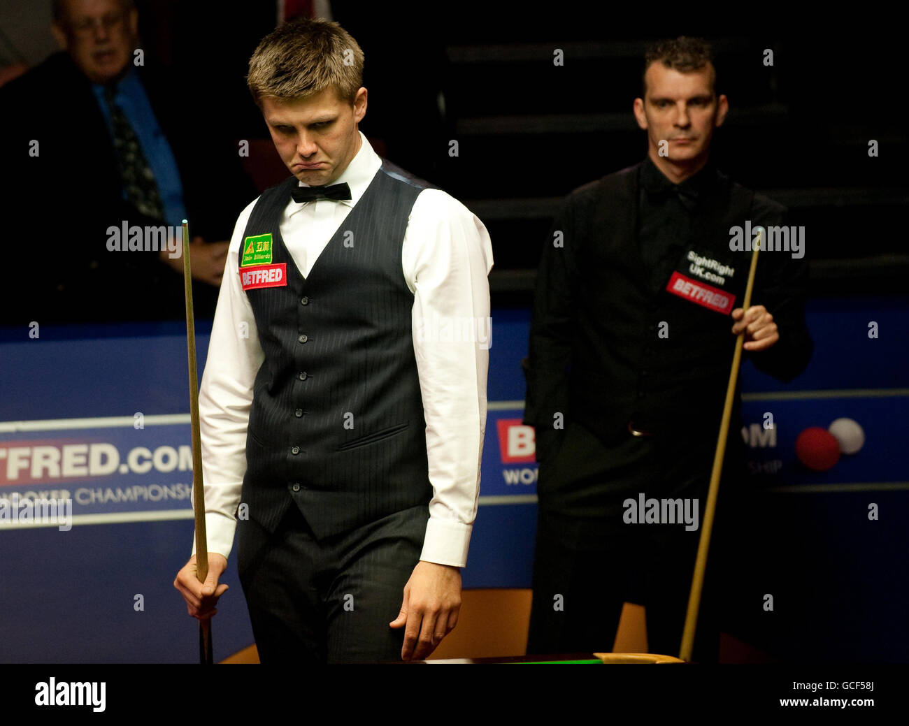 Ryan Day in action against Mark Davis during the Betfred.com World ...