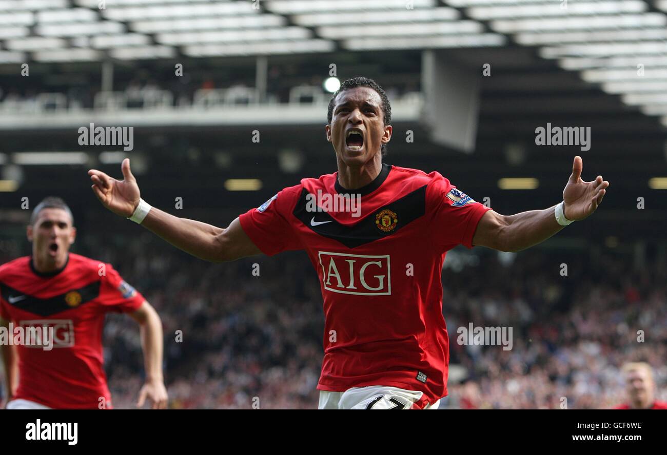Manchester uniteds luis nani celebrates scoring his sides second goal ...