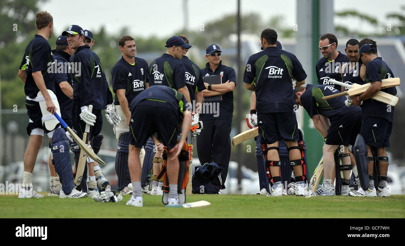 The England team prepare for a six hitting competition during the ...