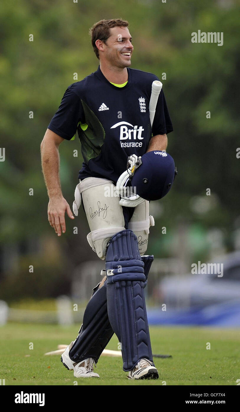 England's Michael Lumb after a hitting competition during the practice ...