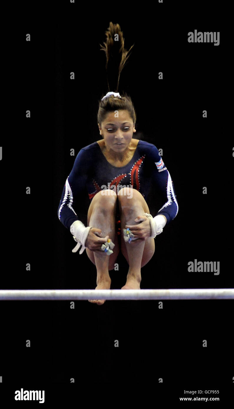 Great Britain's Laura Mitchell competes on the uneven bars during the ...