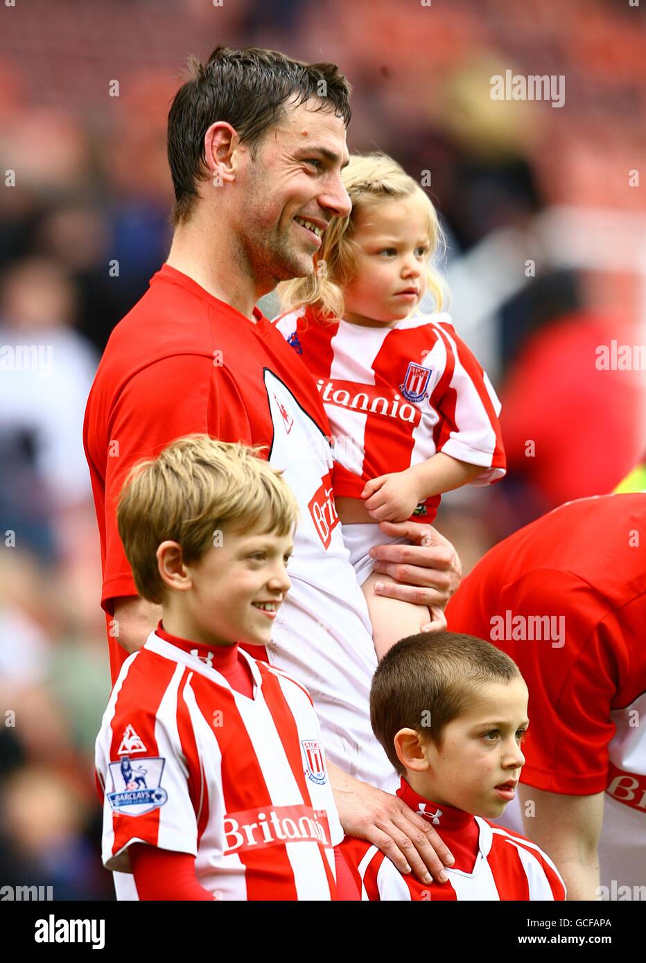 Stoke City's Rory Delap with his family during the lap of honour after ...