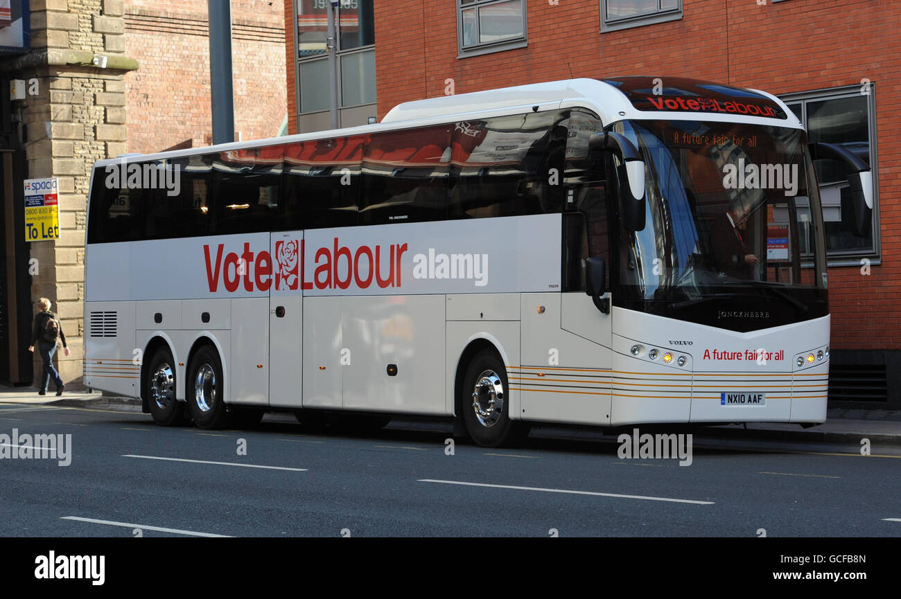 The Labour Party campaign press bus in Leeds as the campaign trail ...