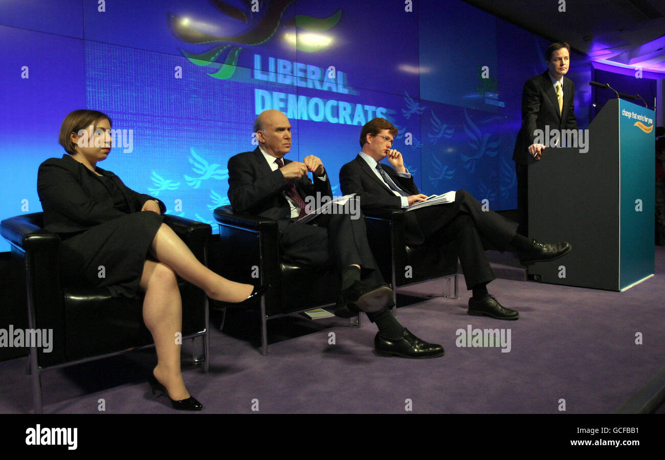 Liberal Democrat Party leader Nick Clegg (right) launches the Liberal ...