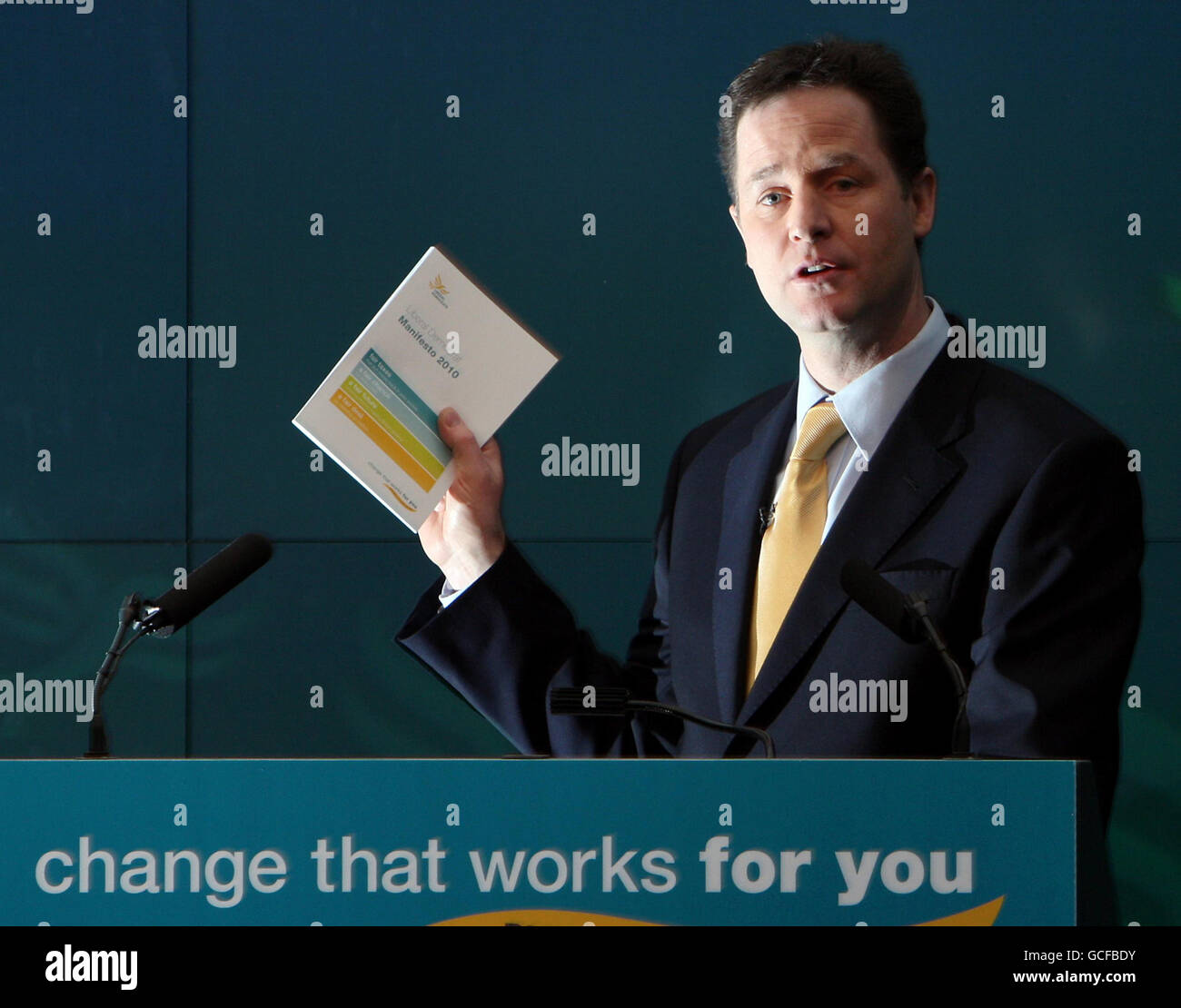 Liberal Democrat Party leader Nick Clegg launches the Liberal Democrat ...