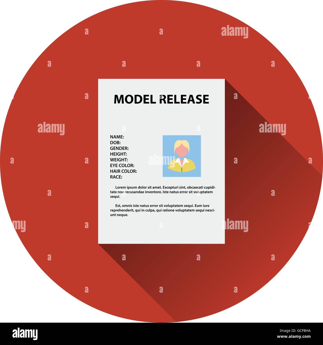 Icon of model release document. Flat color design. Vector illustration ...