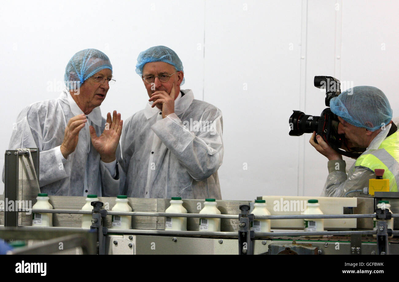 Environment Secretary Hilary Benn and dairy chairman Robert Graham Snr ...