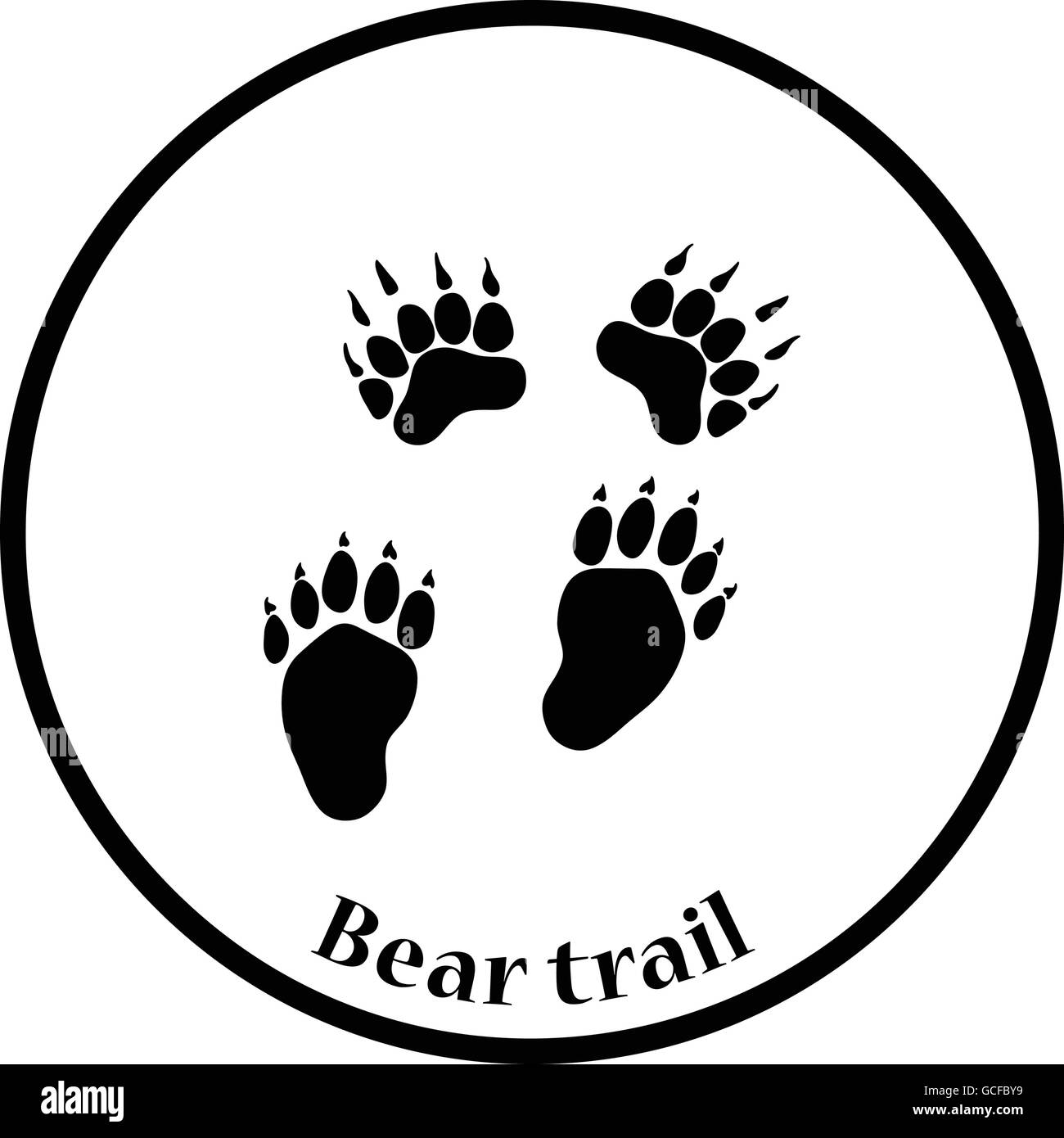 Bear trails icon. Thin circle design. Vector illustration Stock Vector ...