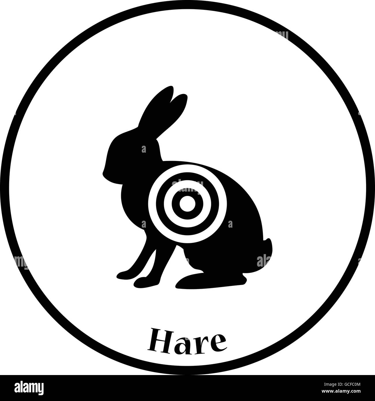 Hare silhouette with target icon. Thin circle design. Vector ...