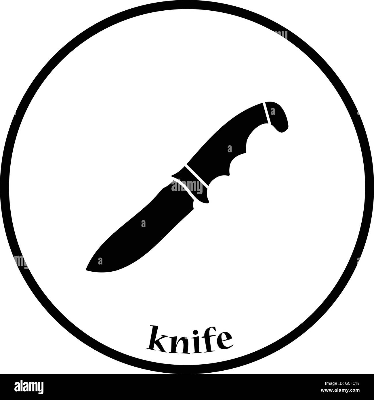 Hunting knife icon. Thin circle design. Vector illustration Stock ...