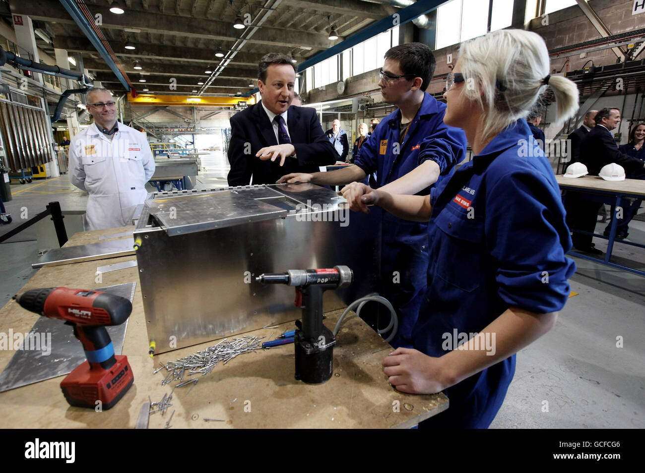 Conservative party leader David Cameron meets BAE Systems apprentices ...