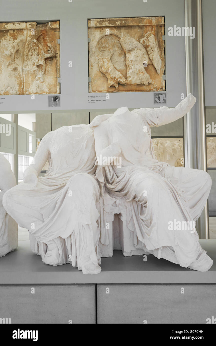 Interior view of the new Acropolis museum in Athens. Kore (Persephone ...