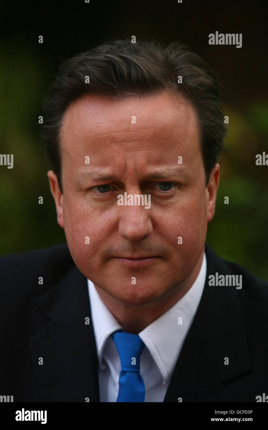 Conservative Party leader David Cameron as he meets army veterans and ...