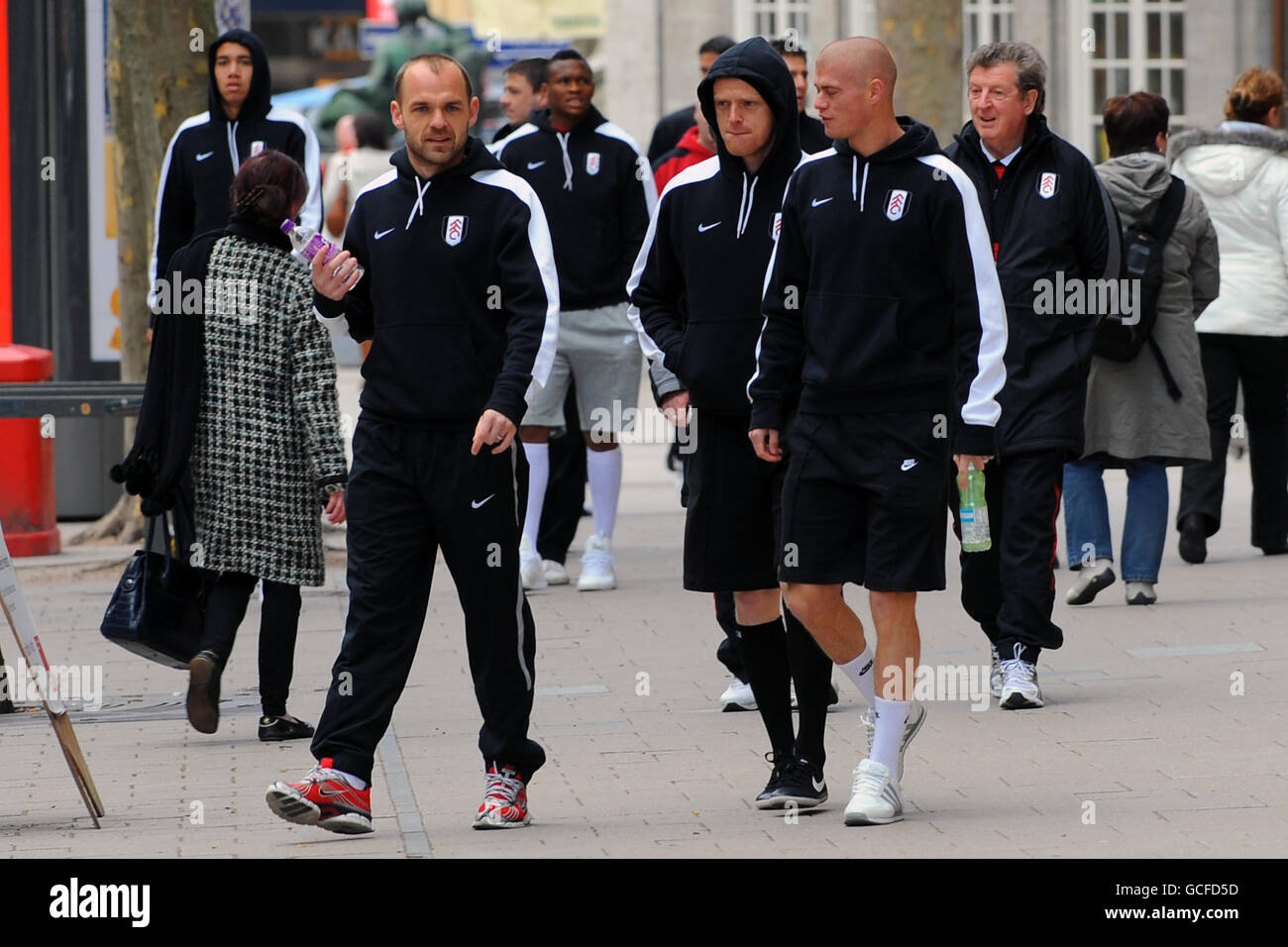 Fulham's Danny Murphy, Damien Duff, Paul Konchesky and manager Roy ...
