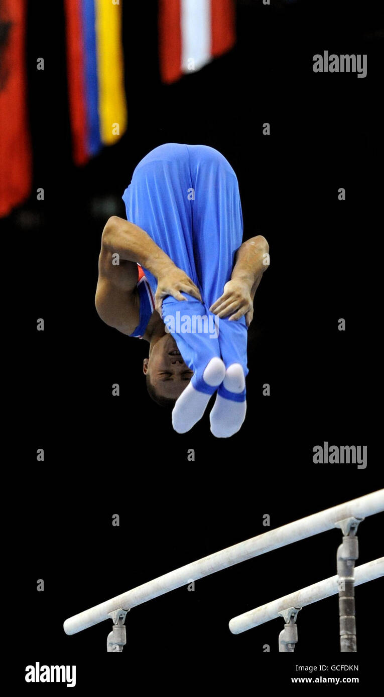 Great Britain's Cameron Mackenzie competes on the parallel bars Junior ...