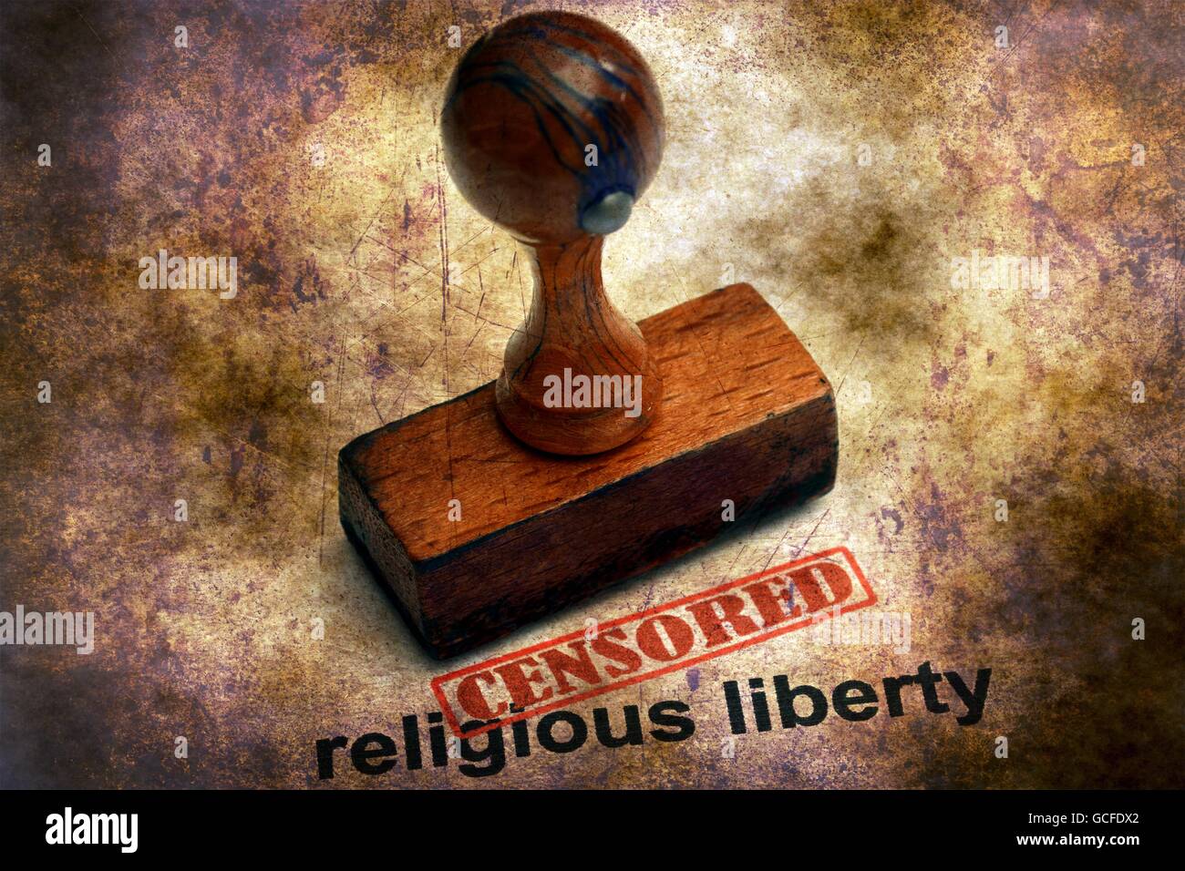 Censored stamp on religious liberty Stock Photo - Alamy