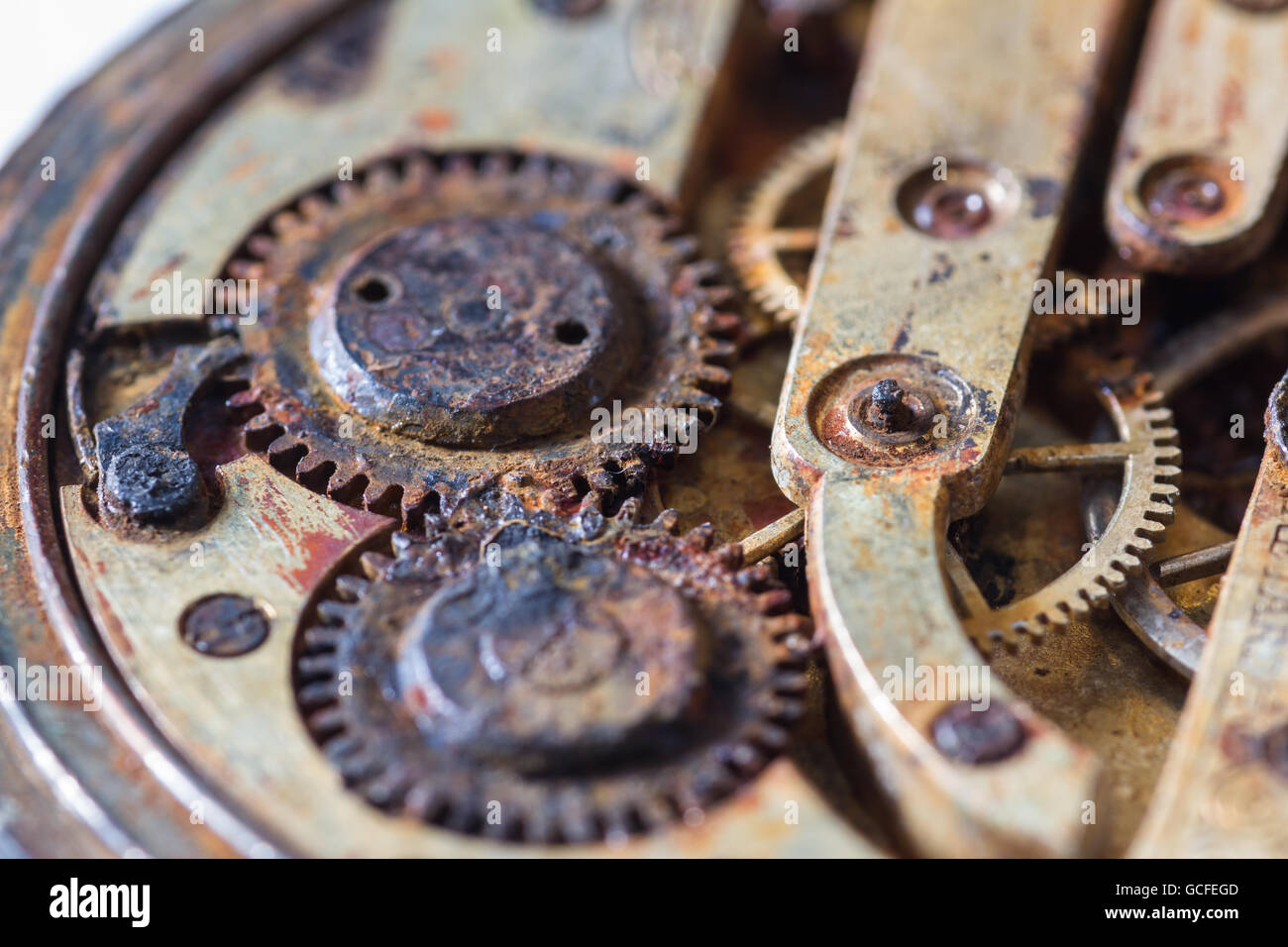 close up of an old pocket watch with rusty gears as a concept Stock ...