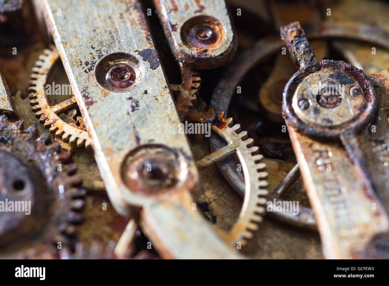 close up of an old pocket watch with rusty gears as a concept Stock ...