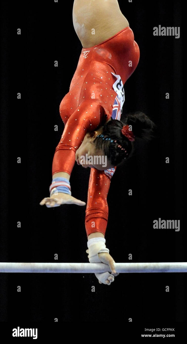 Great Britain's Nicole Hibbert competes on the uneven bars during the ...