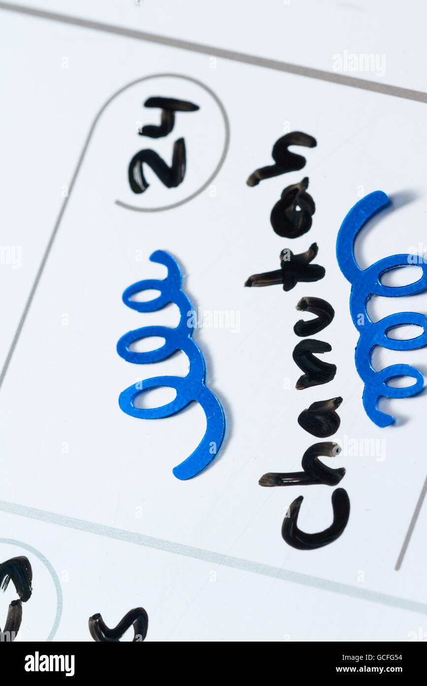 close up of a daily planner or calendar with a hand written message for ...