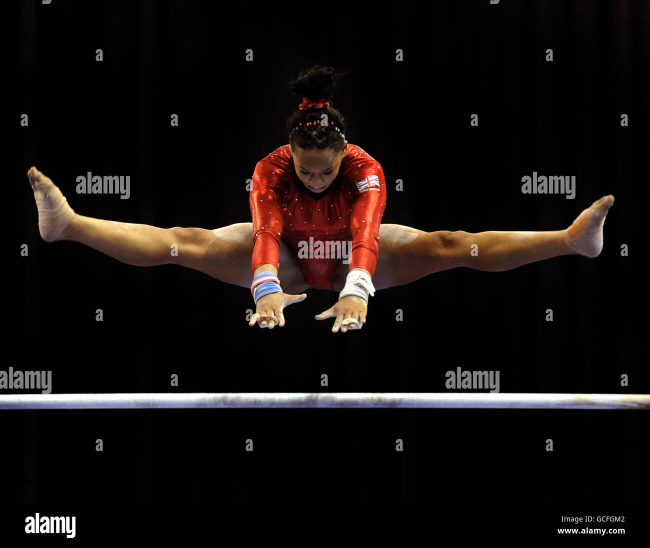 Great Britian's Nicole Hibbert competes on the uneven bars during the ...