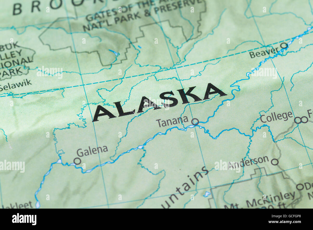 close up of the word Alaska on a map as a travel concept Stock Photo ...