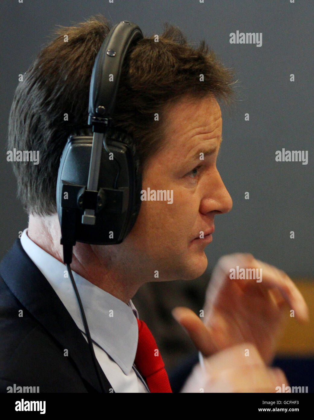 Liberal Democrat leader Nick Clegg during an interview at the LBC Radio ...