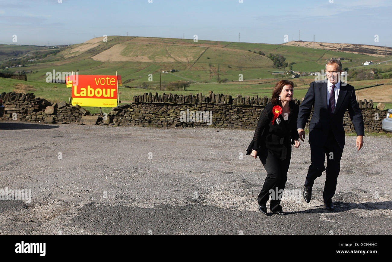 Former Prime Minister Tony Blair (right) talks with Tracey Woolas, the ...