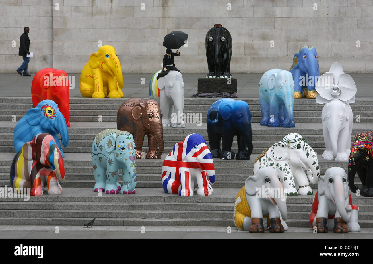 The launch of The Elephant Parade takes place in Trafalgar Square in ...