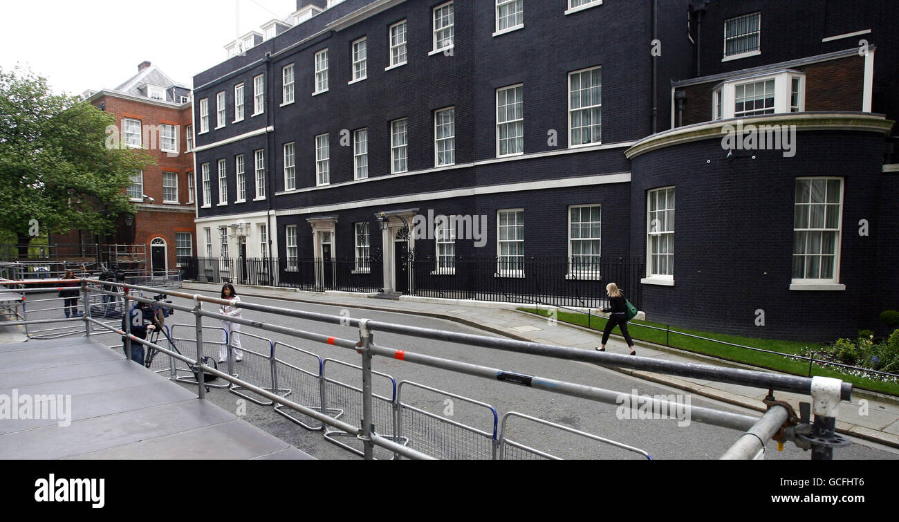 The scene outside 10 Downing Street in Westminster, central London, as ...
