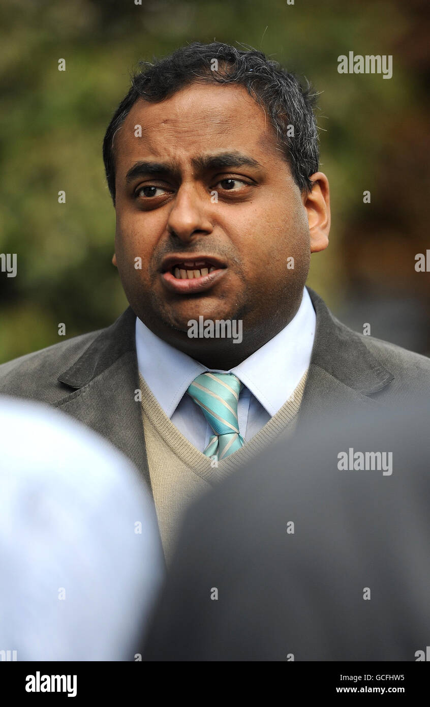 North West Norfolk candidate Manish Sood speaks to the media outside ...