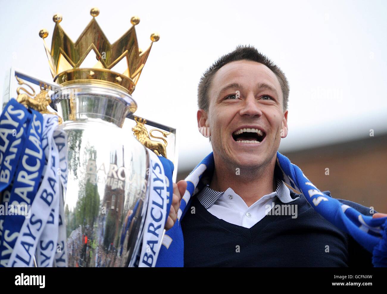 Chelseas John Terry Celebrates Winning The Premier League And Fa Cup Double Atop A Double