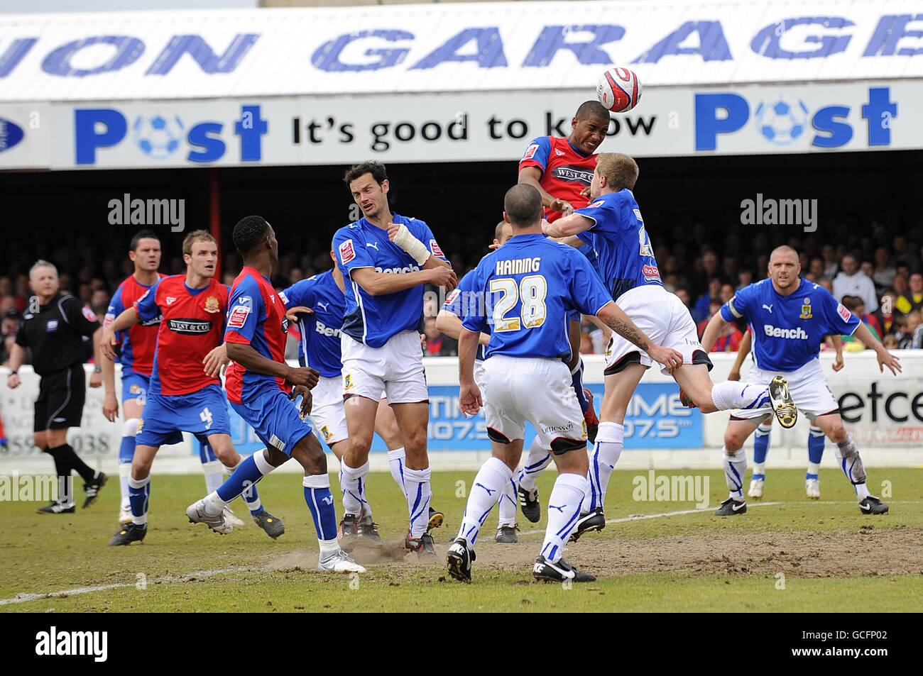 Dagenham and Redbridge's Josh Scott jumps highest to head home his ...