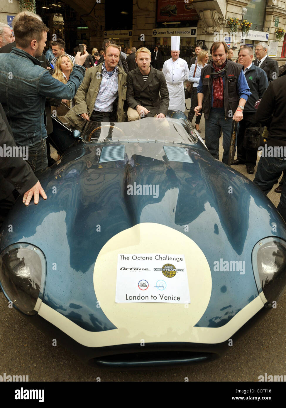 Ronan Keating (right, sitting in the car), with Robert Croucher (on ...