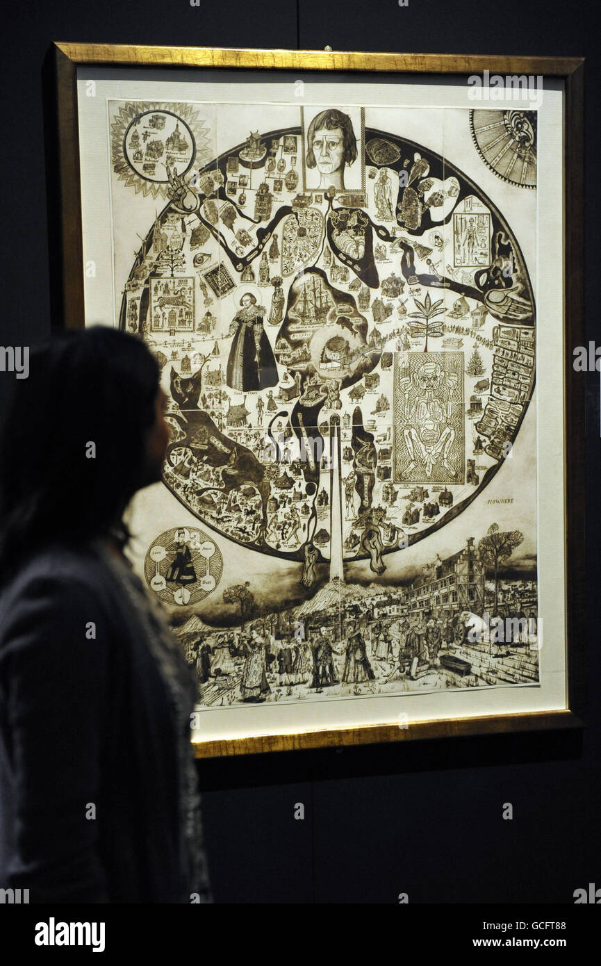 A person views Grayson Perry's Map of Nowhere, which is inspired by ...