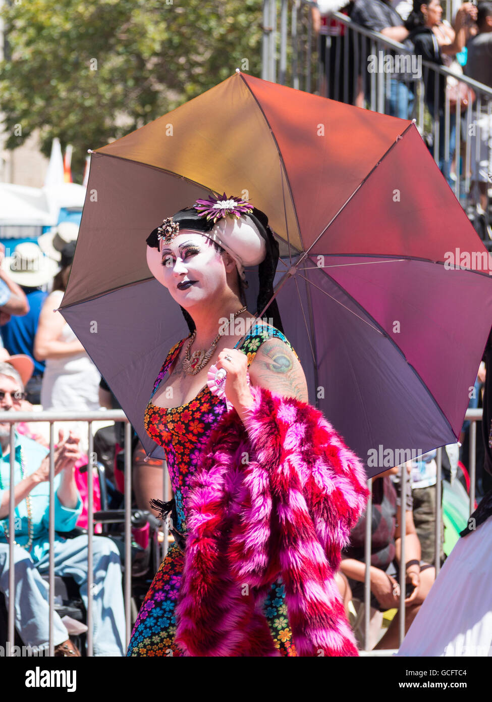 Man in colorful drag costume in San Francisco Pride Parade 2016 Stock ...