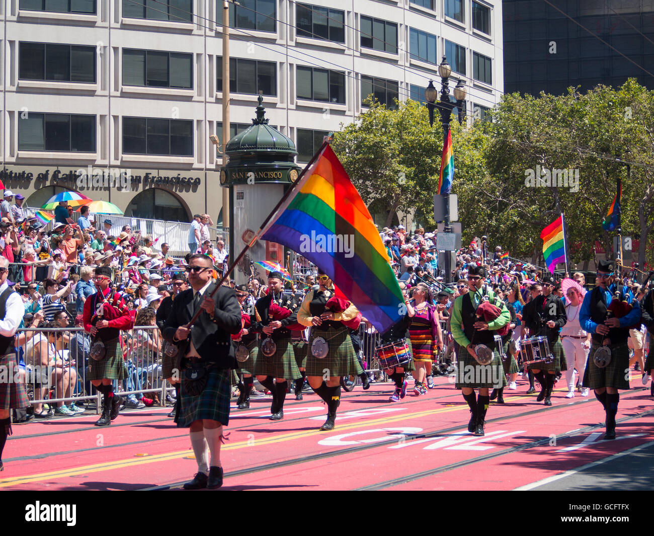 Marching in kilts in San Francisco Pride Parade Stock Photo - Alamy