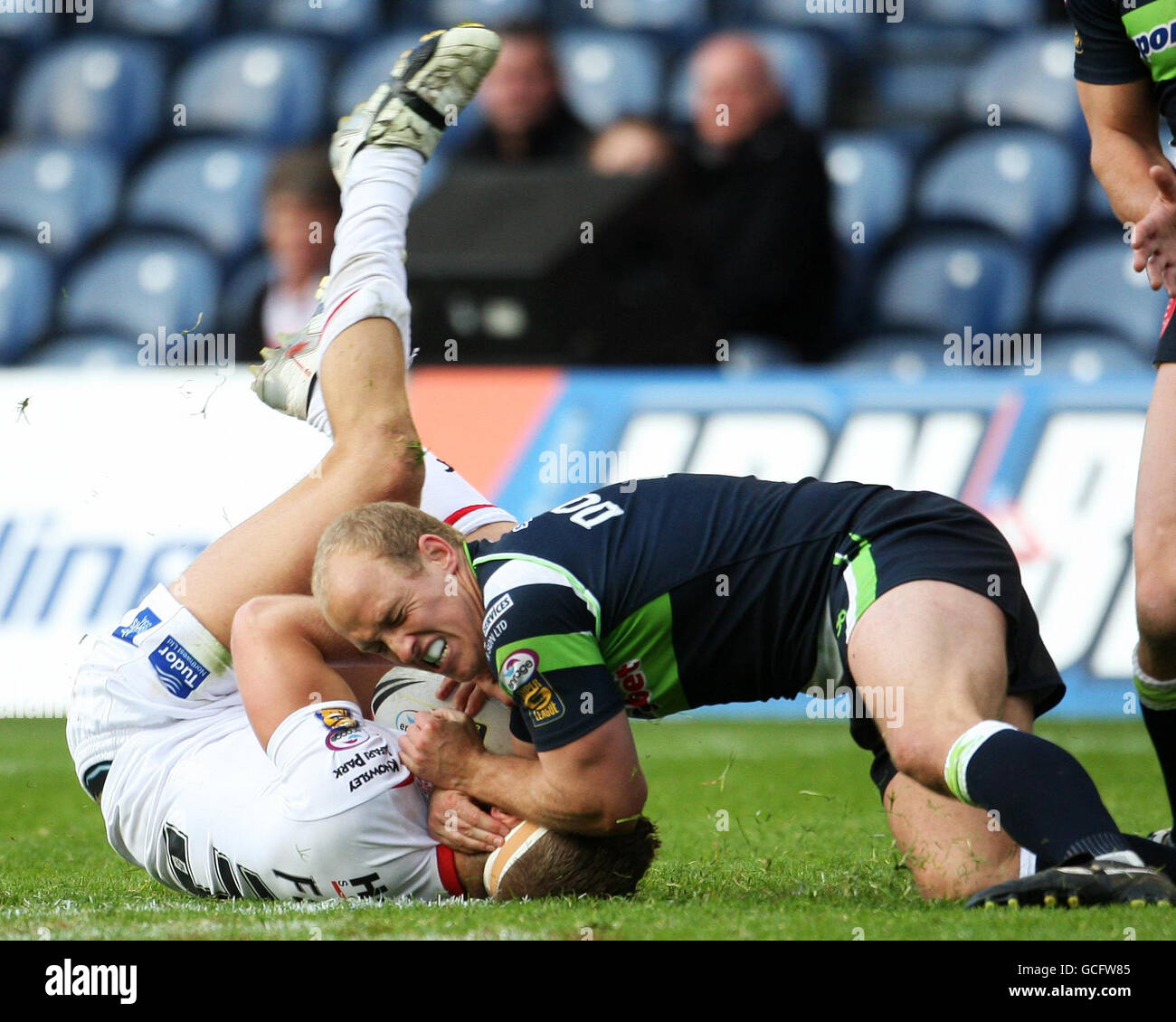 St Helen's Ben Foster and Hull KR's Shaun Briscoe during the Magic ...