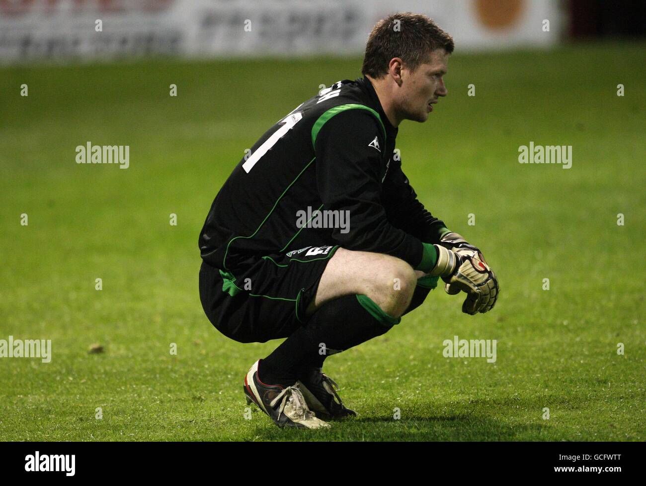 Hibernians and former Motherwell goalkeeper Graeme Smith reacts after ...